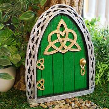 Large Green Celtic Fairy Door with Trinity Knot - Size 7.5Inch High ...